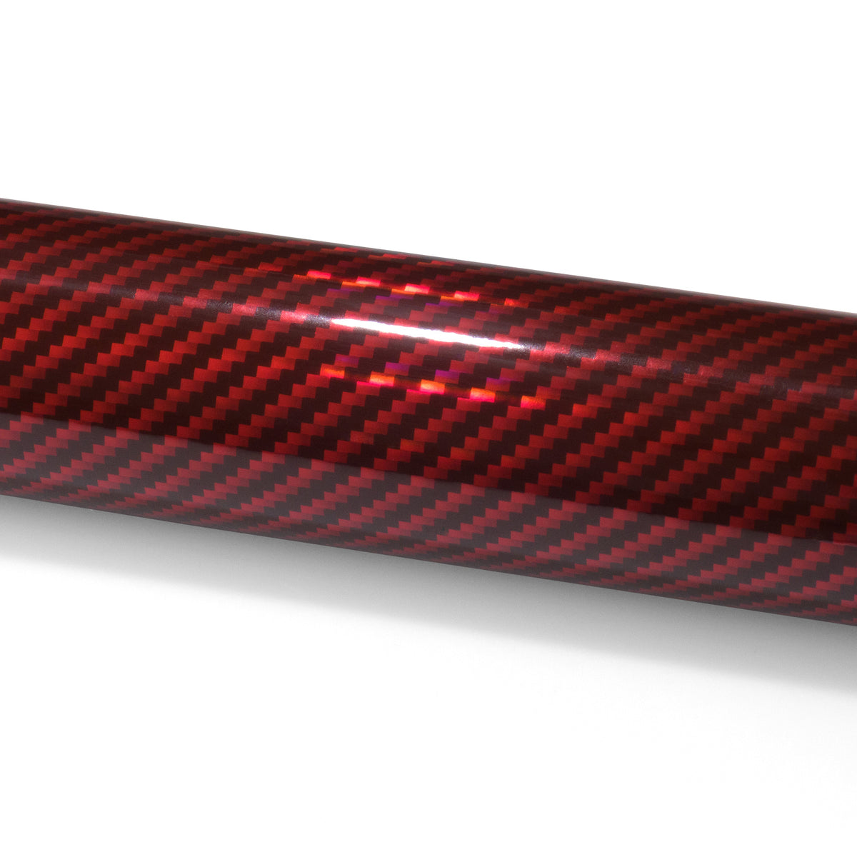Holographic 2D Carbon Fiber Textured Red Rainbow Vinyl Wrap