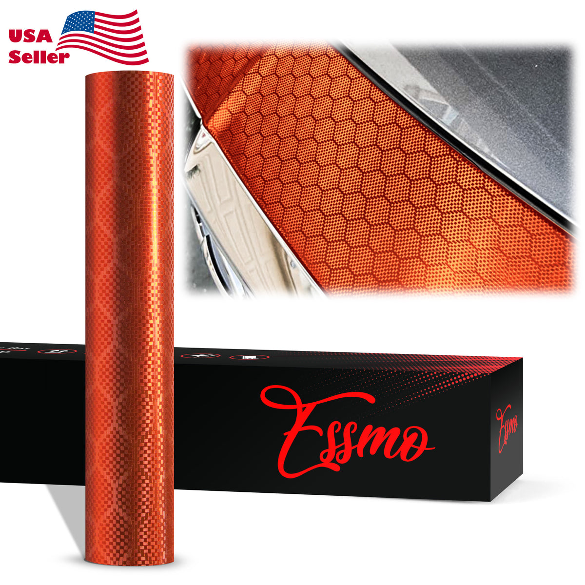 PET Honeycomb Carbon Fiber Satin Flame Red Hex Vinyl Wrap – EzAuto Wrap