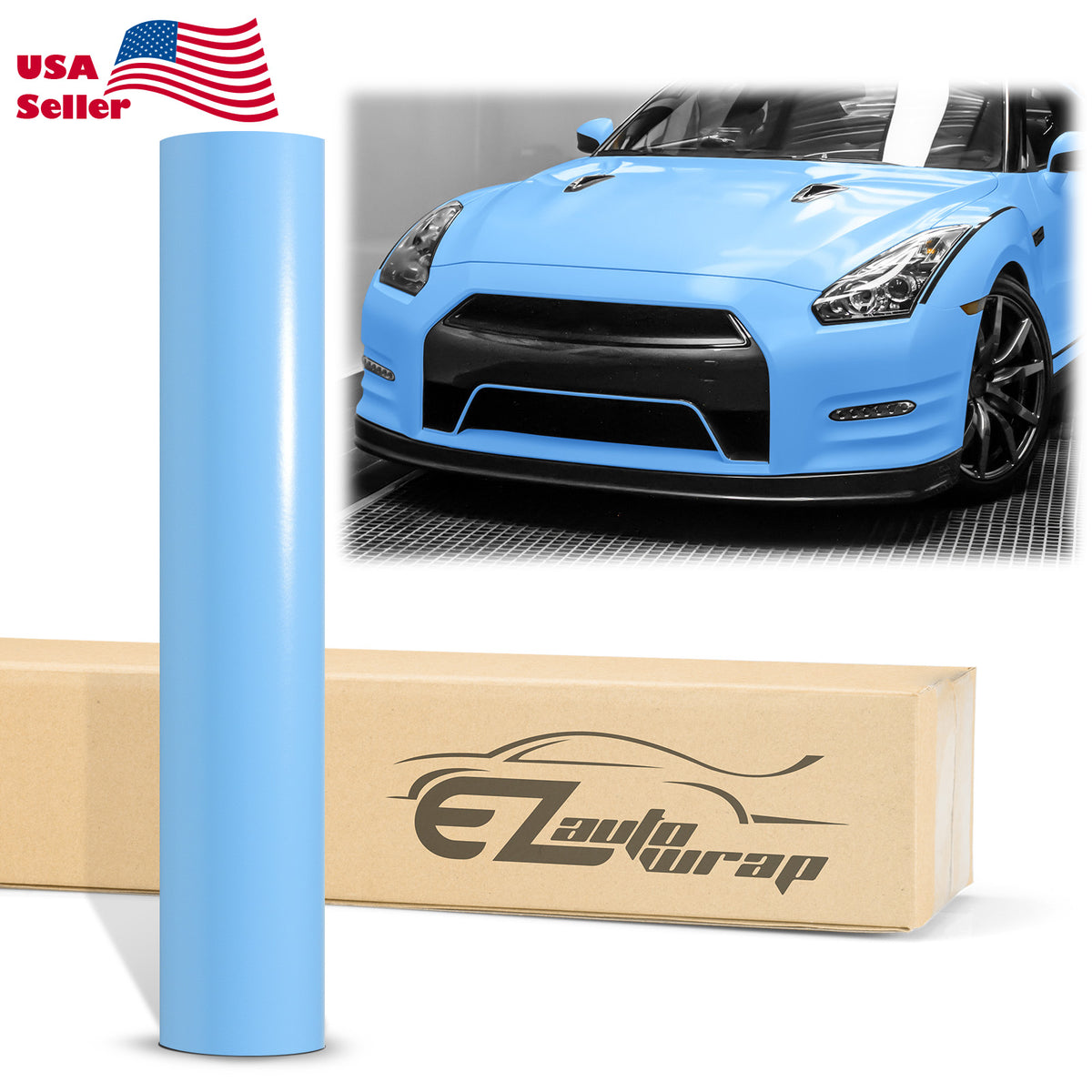 Satin Baby Blue Matte Flat Vinyl Wrap – EzAuto Wrap