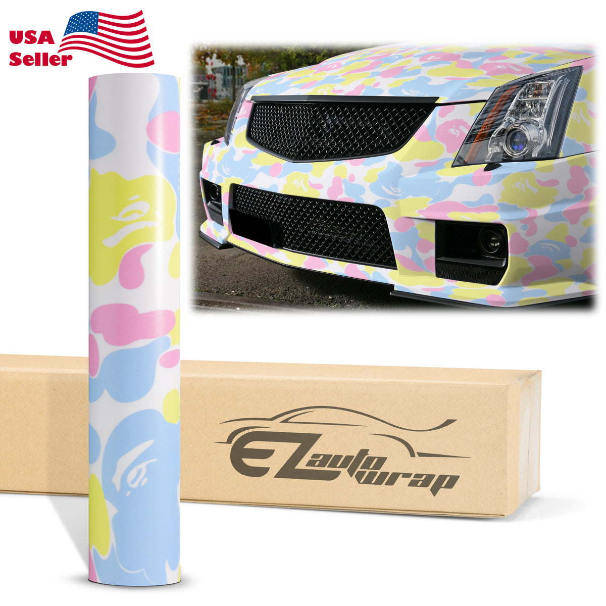 Camouflage Ape Bubblegum Yellow Vinyl Wrap – EzAuto Wrap