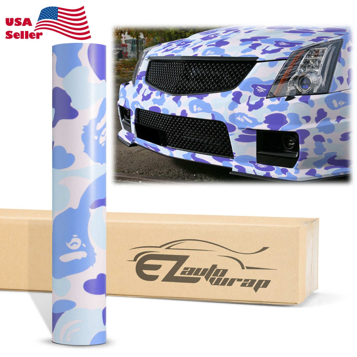 Camouflage Ape Blue Vinyl Wrap – EzAuto Wrap
