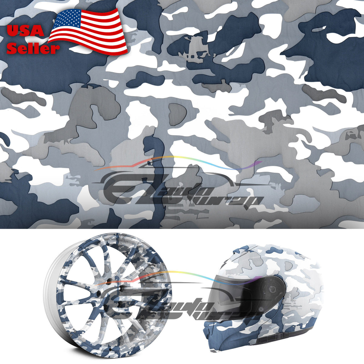 19"x38" Hydrographic Film Snow Camouflage #8 – EzAuto Wrap