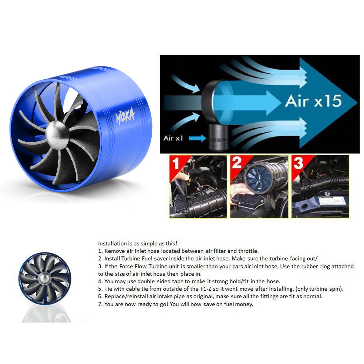 Turbine Air Intake Single Turbo Fan System 2.5"-3.0" – EzAuto Wrap