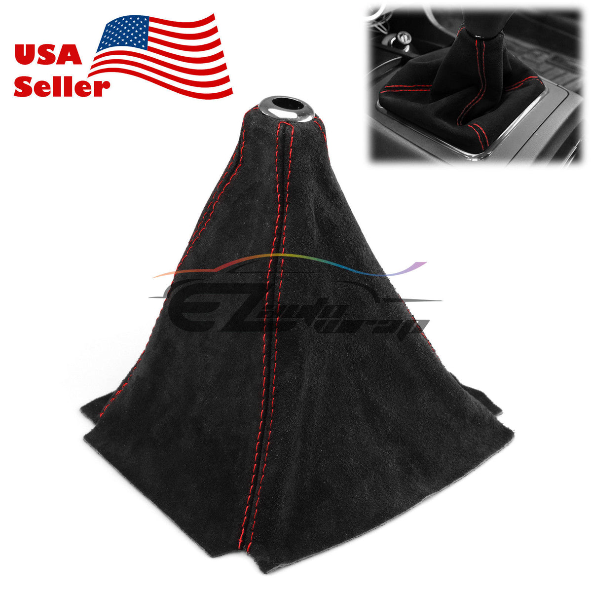 Shifter Boot Cover Black Genuine Leather Alcantara Suede (with 4 color ...