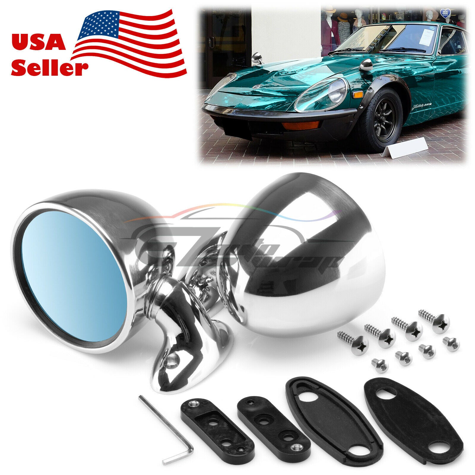 Universal Chrome Round Mirrors - Vintage Style Pair For Hot Rods ...